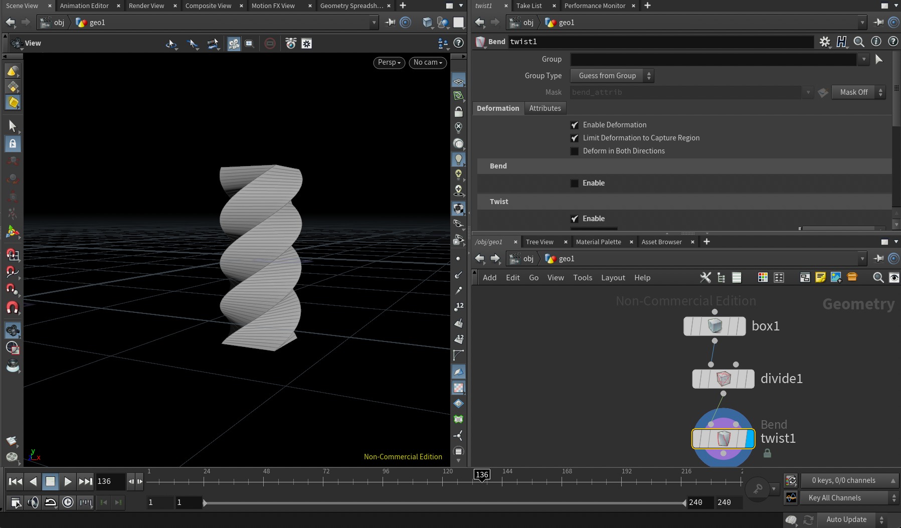 【Houdini】モデルをネジネジさせる「Twist」の操作方法 - シューマツものづくり